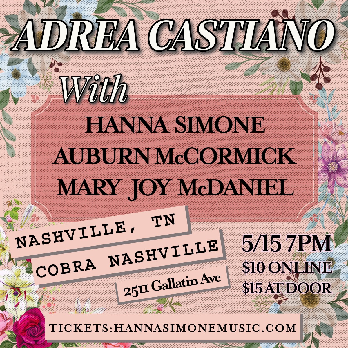 Venue: Adrea Castiano | Hanna Simone | Auburn McCormick | Mary Joy McDaniel - Cobra Nashville